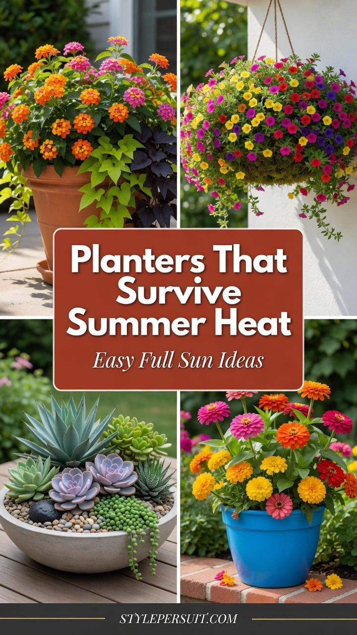 10 Low-Maintenance Summer Full Sun Planter Ideas - StylePersuit